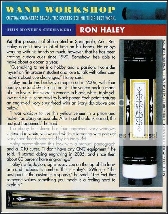 Ron Haley Cue Article | AzBilliards Forums