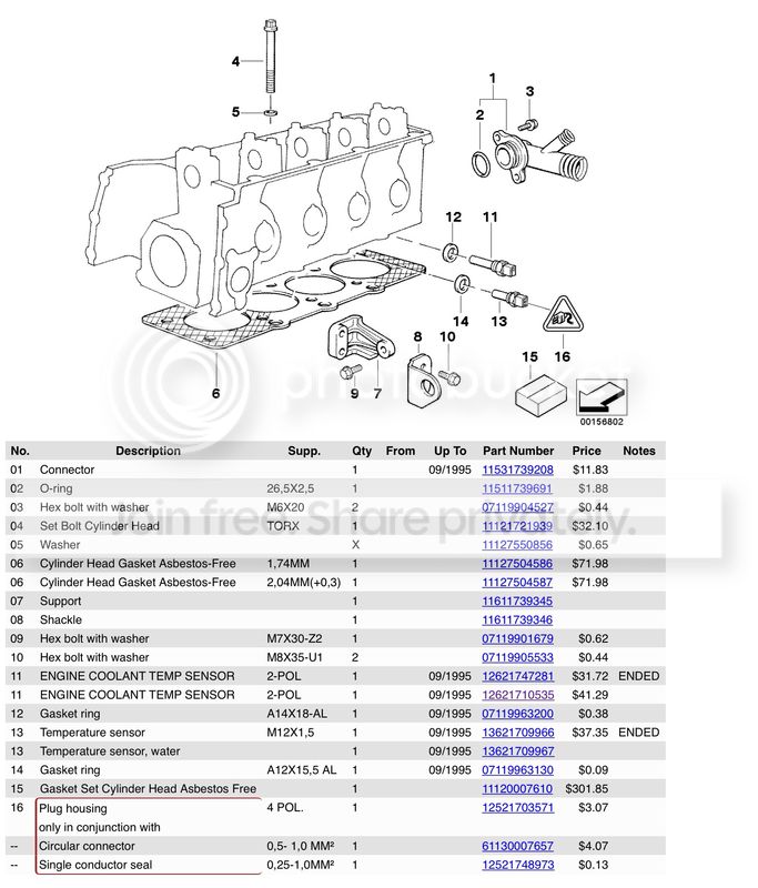 E36 M43B18 coolant temp sensor